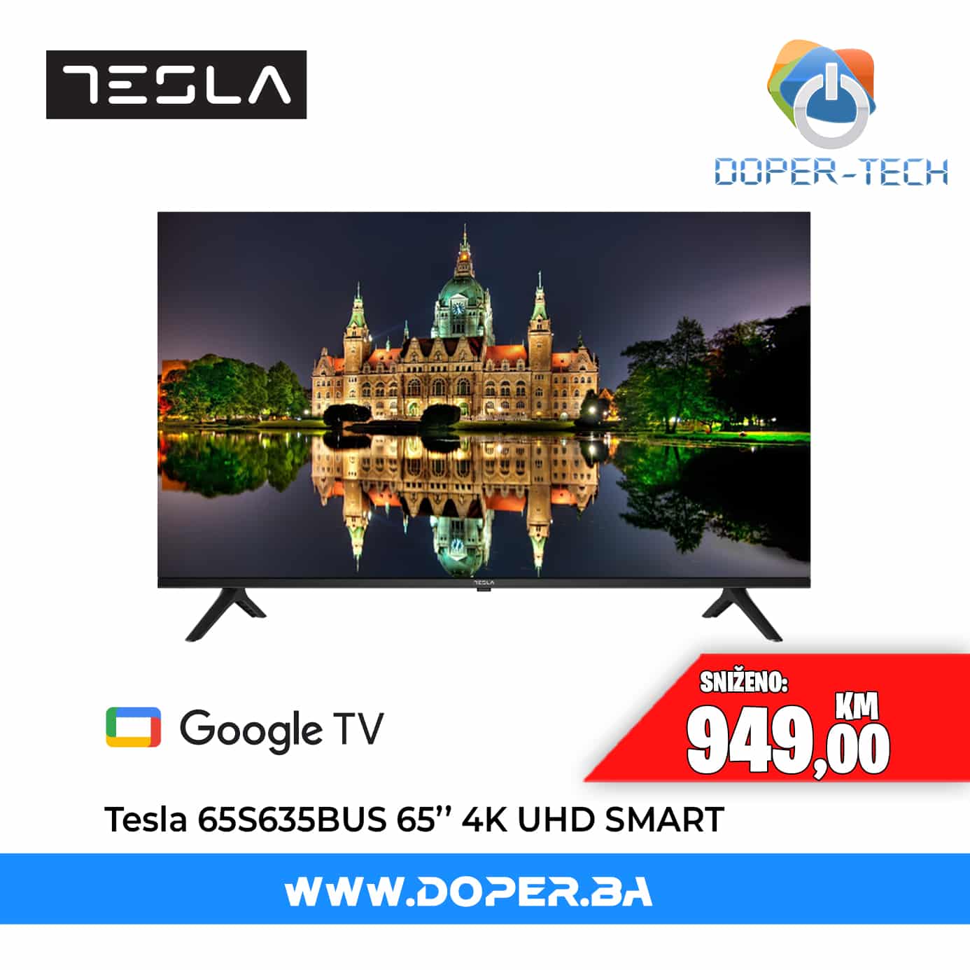 Televizor Tesla 65S635BUS 55" LED 4K UHD Smart Google TV